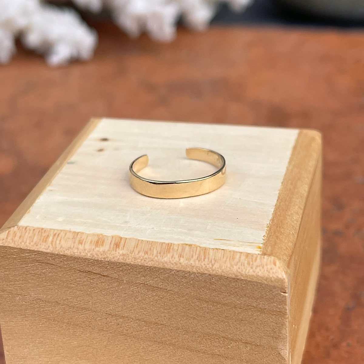 Jewelryweb - Solid 14k Yellow Gold 3mm Classic Polished Adjustable Toe Ring - Toe Ring for Woman - Non Tarnish Toe Ring - Solid Gold Boho Toe Ring