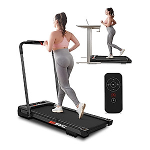 FYC Under Desk Treadmill - 2 in 1 Folding Treadmill Desk Workstation for Home 300LBS Weight Capacity, 3.5HP Free Installation Foldable Treadmill Compact Electric Running Machine for Office, Black