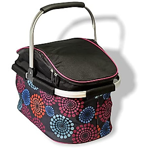 Room for Life - Insulated Market Basket - Bright Lights- Thermal Basket - Cooler - Zippered Tote for Food, Camping, Picnics