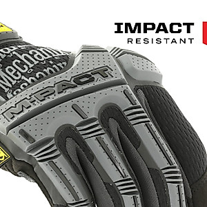 Mechanix Wear: M-Pact Work Gloves with Secure Fit, Work Gloves with Impact Protection and Vibration Absorption, Safety Gloves for Men (Black/Grey, Medium)