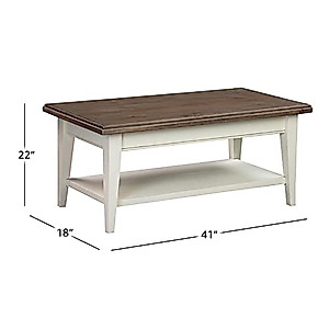 Amazon Brand - Stone & Beam Rustic Reclaimed Pine Coffee Table, 41"W, White