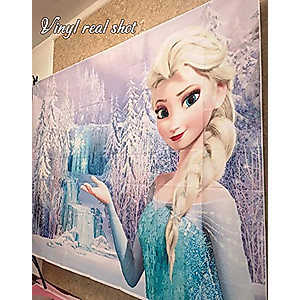 1st Birthday Backdrops for Photography Girl 7x5 Princess Elsa Fairytale Ice Castle Backdrop Baby Shower for Girls Personalized Name Photo Background Tabletop