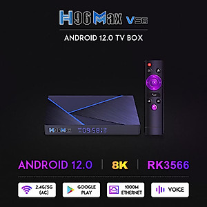 H96 MAX V56 TV Box Android 12 4GB 32GB Rockchip RK3566 2.4G/5G Dual WiFi H.265 8K Ultra HD Set tv Box with i8 Keyboard