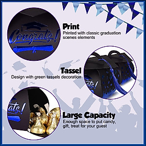 30 Pcs Graduation Cap Gift Box Graduation Party Favors Graduation Candy Box with Tassel Treat Box Graduation Centerpieces for Tables 2024 Graduation Decorations Grad Party Favor(Royal Blue)