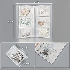 Designster Transparent Jewelry organizer book - Jewelry Storage Album for Earring Organizer Storage Book Bag, Jewelry Travel Organizer Holder for Necklace Rings Bracelet Studs (84 Slots+50 Thicken PVC Bags)