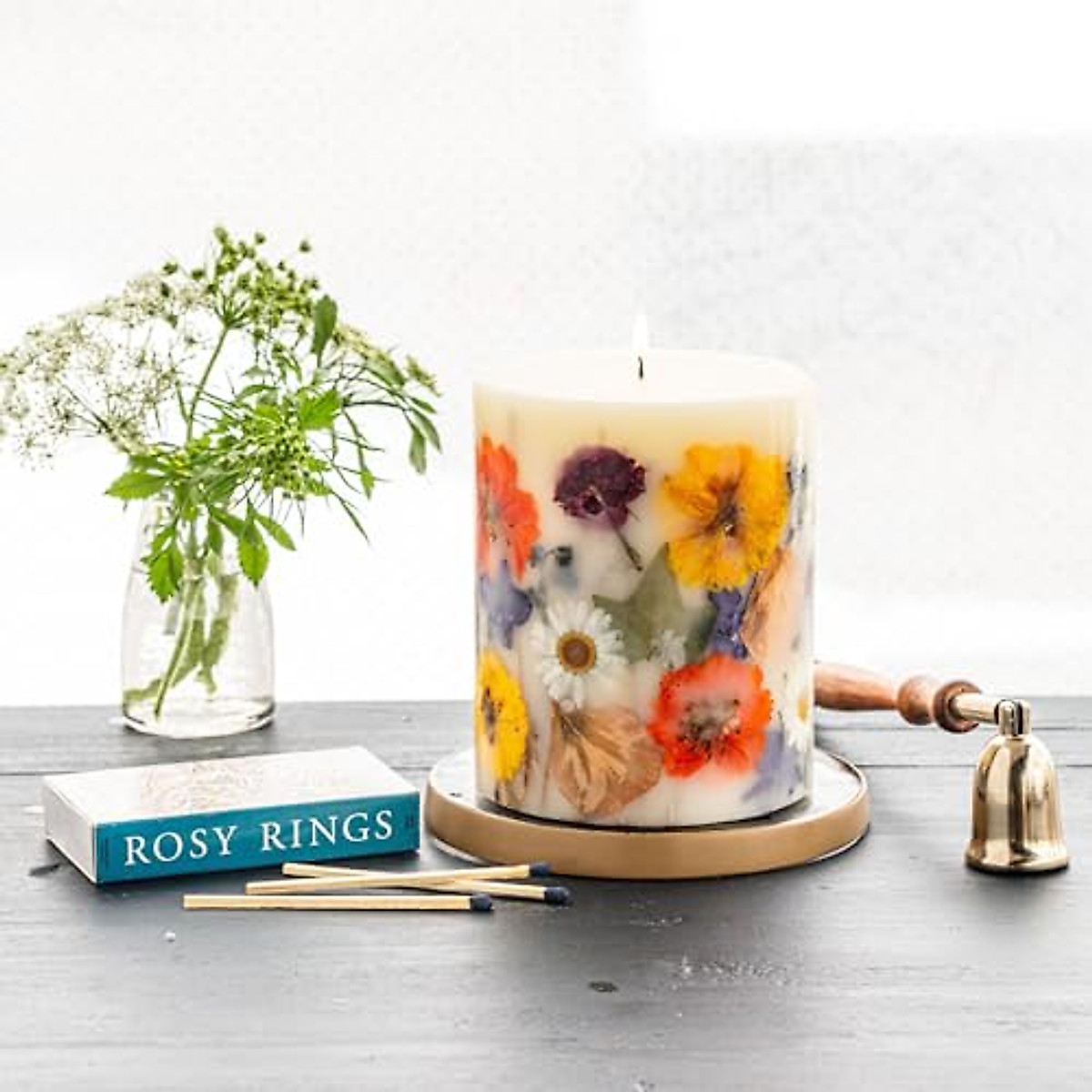 Rosy Rings Fall Decor Essence of Autumn Botanical Candle | Aromatherapy Long Lasting Candles Home Gifts Notes of Hyacinth, Honeysuckle, Rose, Cyclamen, Orange Flower Aroma Burn Time 120 Hours 5.5" H