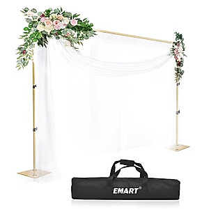 EMART Backdrop Stand, 6.5x10 ft Adjustable Photo Background Pipe and Drape Photography Kit with Heavy Duty Metal Base for Parties, Wedding, Video Studio, Birthday - Gold
