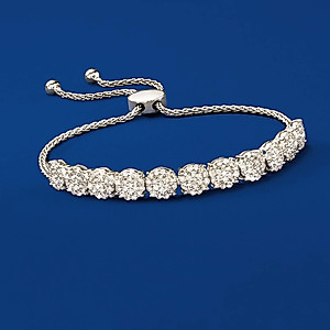 Ross-Simons 2.00 ct. t.w. Diamond Cluster Bolo Bracelet in Sterling Silver