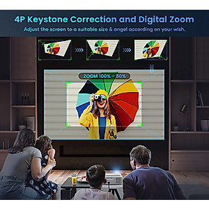 FANGOR 4K Supported Projector with 5G WiFi and Bluetooth - HD 900 ANSI 1080P Native Projector for Outdoor Movies, Home Video Projector with 4P Keystone 50% Zoom Supports TV Stick/Roku/Laptop/Phone