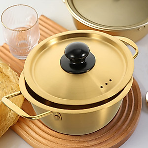 YARDWE 1 Set Stainless Steel Instant Noodle Pot Korean Ramen Korean Noodles Ramen Seafood Boil Pot Ramen Noodle Cooker Japanese Ramen Chocolate Milk Pans Cooking Pot Induction Saucepan