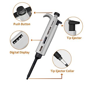 WEST TUNE 10-100μL Micropipette High-Accurate Pipettor Adjustable Variable Volume Single-Channel Pipette for Laboratory