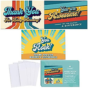 T MARIE 24 Appreciation Cards with Envelopes - Thank You Cards for Employee Recognition, Team, Students, Teacher, Volunteer, Nurse Appreciation Day