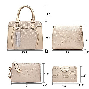 Women's Fashion Handbags Tote Bags Shoulder Bag Top Handle Satchel Purse Set 4pcs