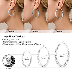 Senteria Silver Hoop Earrings for Women 925 Sterling Silver Hoop Earrings Hypoallergenic Lightweight Large Silver Hoop Earrings Thick Twisted Silver Hoop Earrings