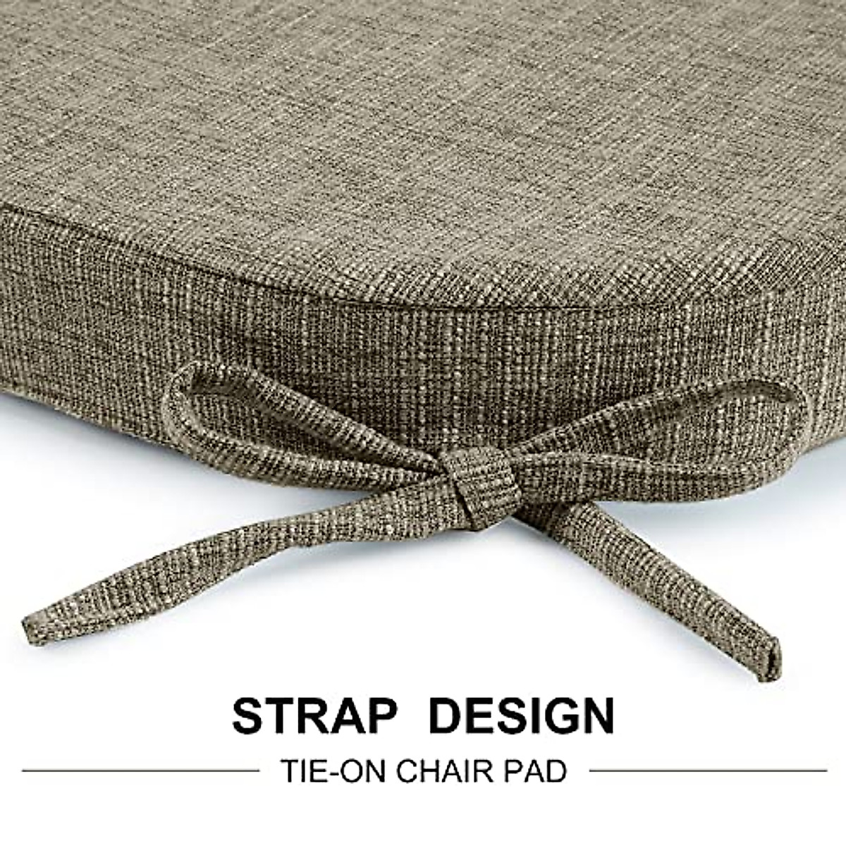 LOVTEX Chair Cushions for Dining Chairs 4 Pack - Memory Foam Chair Pads with Ties and Non-Slip Backing - Seat Cushion for Kitchen Chair 16"X16"X2", Khaki