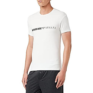 Emporio Armani mens Side Logoband Short Sleeve Fitted Fit T-shirt T Shirt, White, Large US