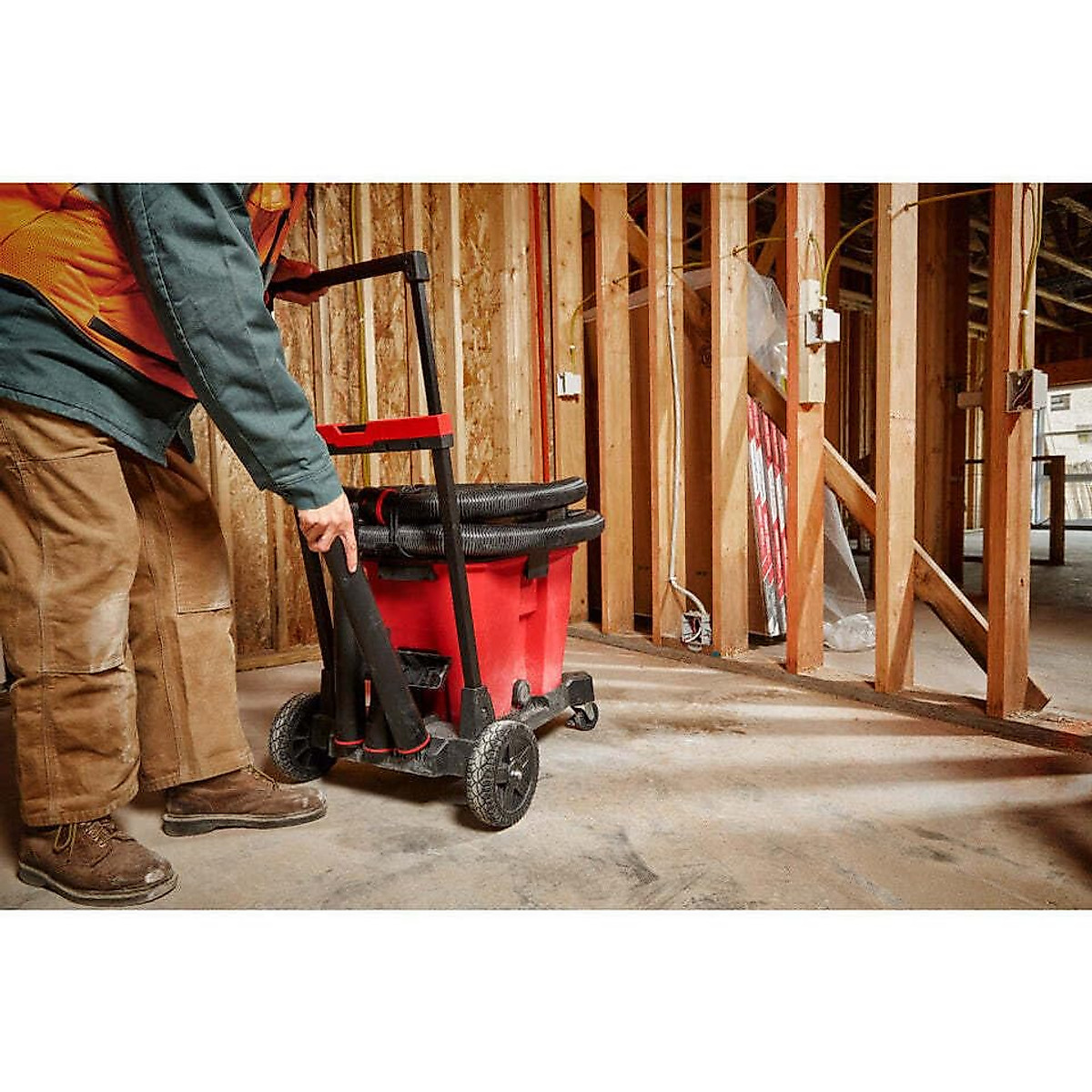 Milwookee Fits Milwaukee 0933-20 Premium Wet/Dry Vacuum Cart,Rolling Tool Box,Tool Box with Wheels,Dolly cart, Red