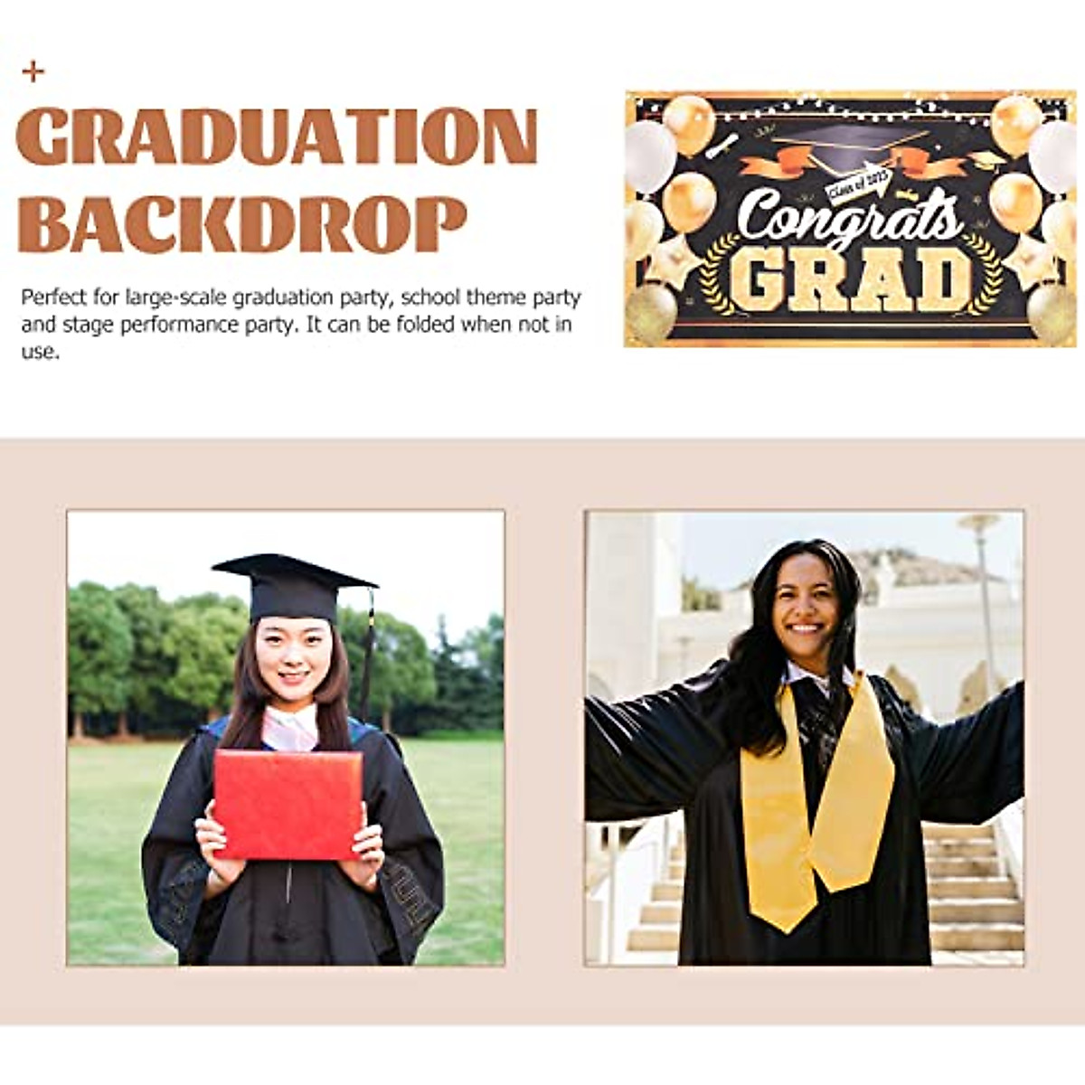 Didiseaon Graduation Backdrops for Photography 2023 Graduation Porch Sign Graduation Party Banner 2023 Graduation Backdrop Party Backdrop Curtain Gold Decor Prom Graduation Season Polyester