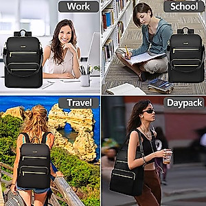 Laptop Backpack Women Travel Bag - 15.6 Inch Convertible Computer Backpack Purse for Women Fashion Nurse Work Bags Anti Theft School Shoulder Handbag Waterproof Teacher Bookbag for College Girls Black