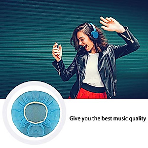 Tvoip 100Pcs Blue Non-Woven Sanitary Headphone Ear Cover, Disposable Super Stretch Covers Washable, for Most On Ear Headphones Earpads (6.5 cm/ 2.6 Inch)