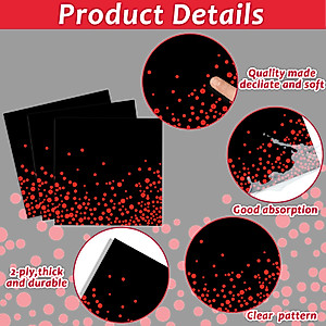 50 Guests Red and Black Birthday Party Supplies Set Red Dot on Black Disposable Plates Napkins Red and Black Tableware Set Party Papaer Dinnerware for Birthday Graduation Wedding Decorations 200Pcs