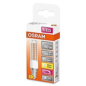 OSRAM LED Superstar Special T Slim, Dimmable Slim LED Special lamp, E14 Base, Warm White (2700K), Replacement for Conventional 60W lamp, 6-Pack