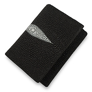 Black Genuine Stingray Skin Trifold 9 Card Leather Handmade Wallet