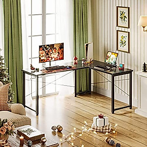 Coleshome 61" L Shaped Desk Computer Desk, L Desk Computer Corner Desk for Home Office Gaming Writing Workstation, Space-Saving, Easy to Assemble