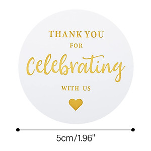G2PLUS Thank You for Celebrating with Us Stickers,60PCS 2 Inch Round Thank You Sticker Labels for Invitation Envelopes for Wedding, Birthday Baby Shower, Party Favor (Gold)