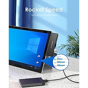 LENTION Surface Pro 7 USB C Hub Docking Station,5-in-1 Microsoft Surface Pro 7 Hub,4K@60Hz USB-C to HDMI Hub,USB C to Gigabit Ethernet Hub,2 USB 3.0 Hub,PD 60W Type C Charging Port Hub(CS35,Black)