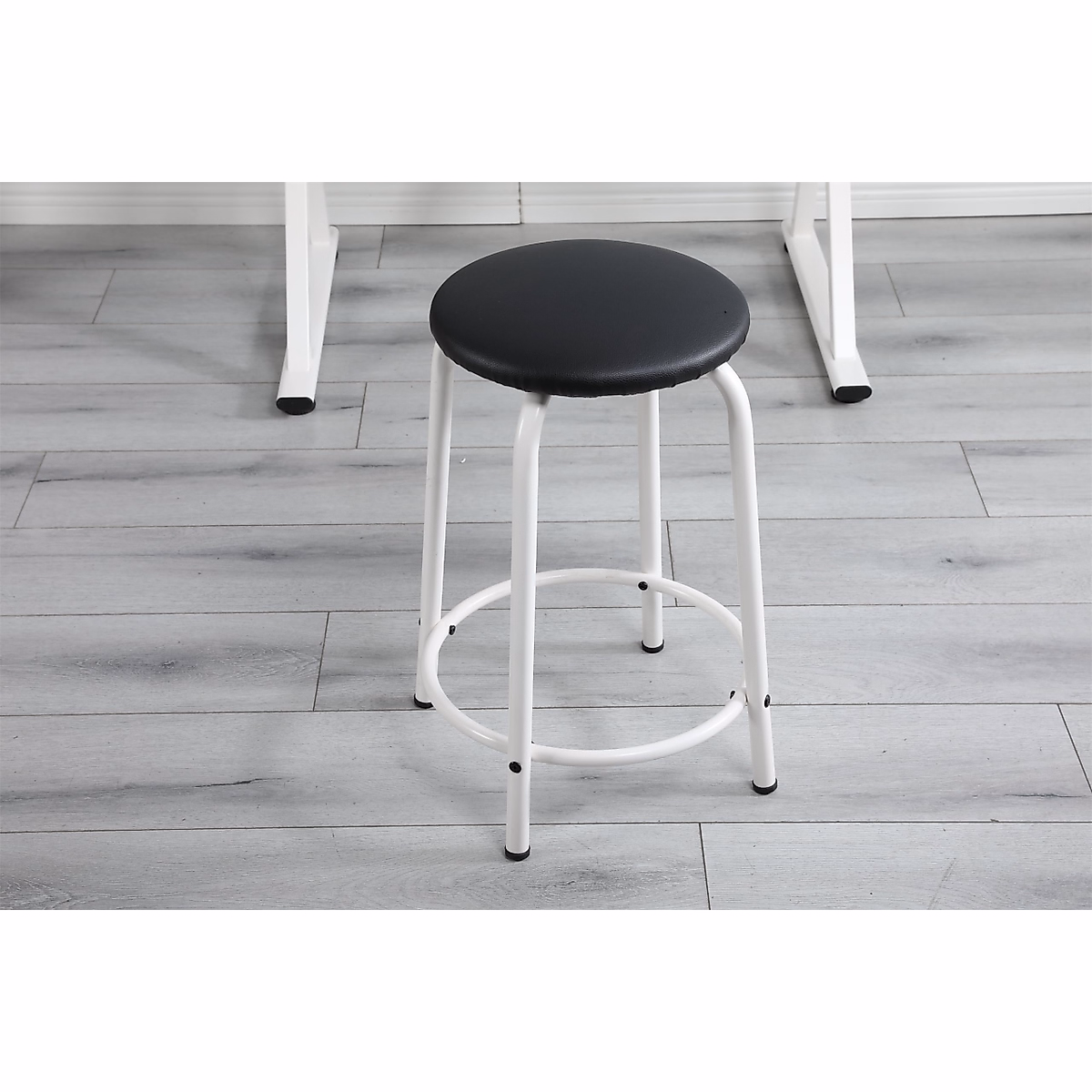 Tzou Drafting Printing Table with Chair 0-75° 31.5"-49.5" Adjustable Height Tempered Glass Drawing Table for Office School Artists Architects White