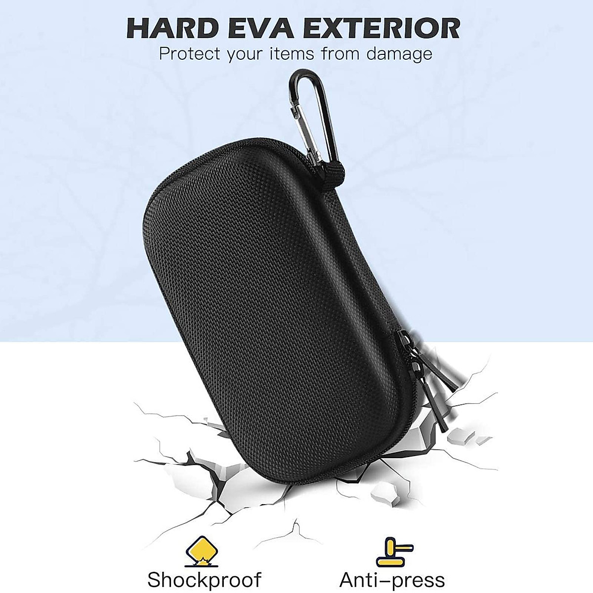 AGPTEK MP3 MP4 Player Case for 4 inch MP3 Music Player, Compatible with AGPTEK, innioasis, MYMAHDI, TIMMKOO, Luoran and other MP3 Players under 4 inch, Portable Carrying Case with Metal Carabiner Clip