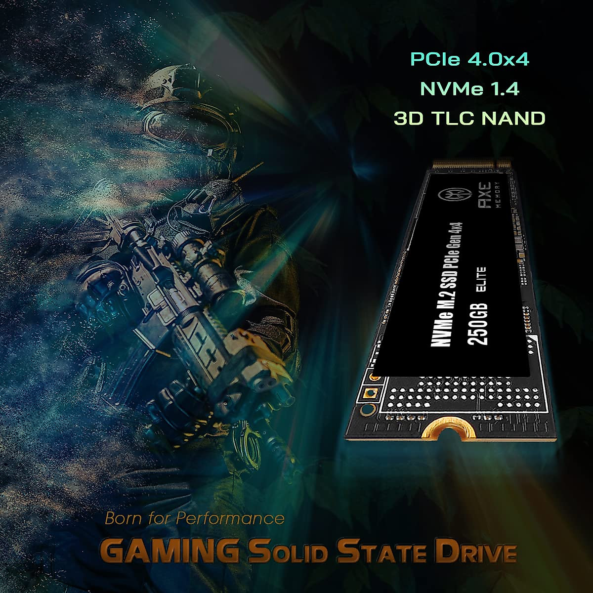 AXE MEMORY Elite Internal SSD 250GB Gen4 PCIe NVMe M.2 2280 Solid State Drive - Read Up to 4450MB/s and Write Up to 1900MB/s