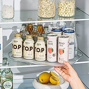 Square Lazy Susan for Refrigerator, Lazy Susan Turntable Organizer for Refrigerator, Countertop Condiment Storage Rack, for Cabinet, Table, Pantry, Kitchen (13.8 X 10.2 in)