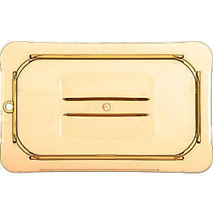 Carlisle FoodService Products 10490U13 StorPlus High Heat Universal Handled Food Pan Lid, Quarter Size, Amber