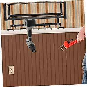 BUGUUYO Electric Drill Storage Rack Cordless Tool Rack Power Tool Holder Drill Holder Wall Mount Garage Tool Organizer Heavy Duty Storage Shelves Tool Organization Carbon Steel Black