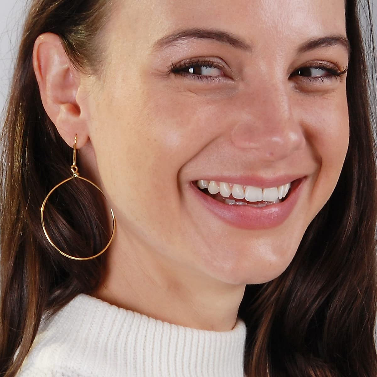 Humble Chic Dangle Hoop Earrings for Women - Large Circle Dangling Earring Hoops - Simple Big Round Geometric Fish-Hook Drop Earrings, Hypoallergenic, Made in USA, 18K Yellow - 2.6" inch