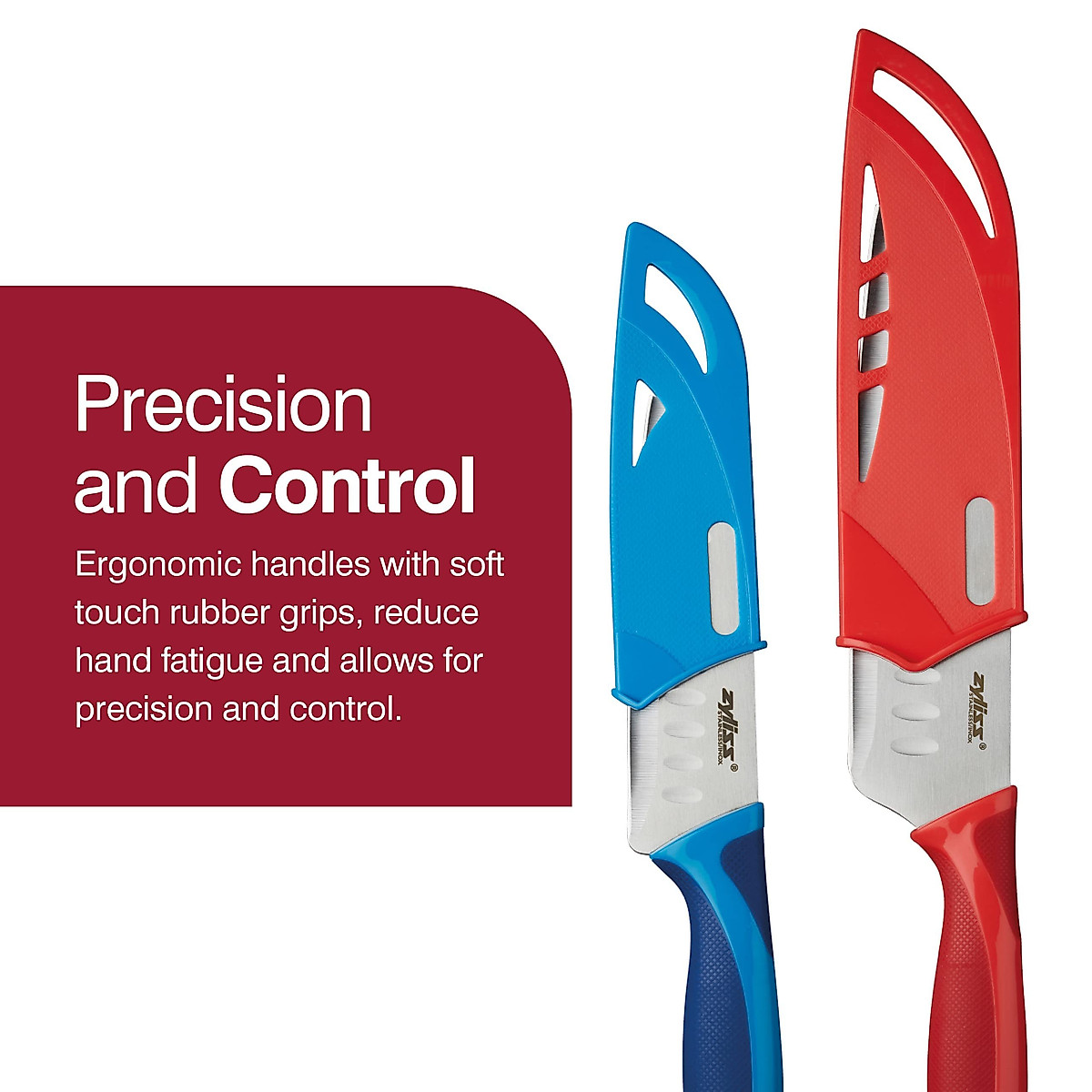 ZYLISS 2 Piece Santoku Knife Set with Sheath Covers, Stainless Steel