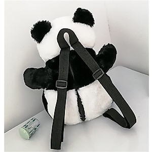 WYIKE Casual Animal Backpack Panda Backpack Cartoon Plush Small Backpack (White/Black-1)