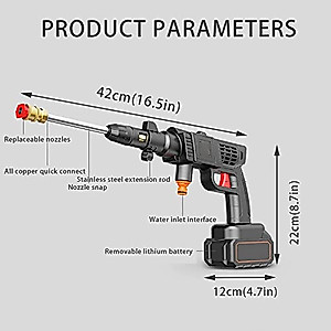 21V Cordless Active Pressure Washer with Accessories Portable Electric Pressure Washer Pump for Cars Gardens Terraces Windows Cleaning Works