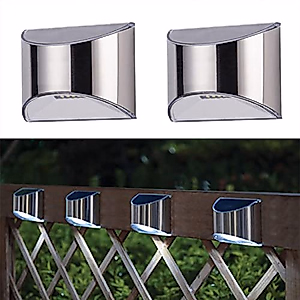 KUFTYTP 2Pcs Led Solar Outdoor Patio Wall Light from Dusk Dawn Sensor Light Ip55 Grade Stainless Steel Security Wall Light Waterproof Modern Solar Deck Light Patio Garden Deck Light
