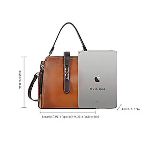 HESHE Leather Purses and Handbags for Women Shoulder Crossbody Bags Designer Hobo Satchel Purses(Sorrel)