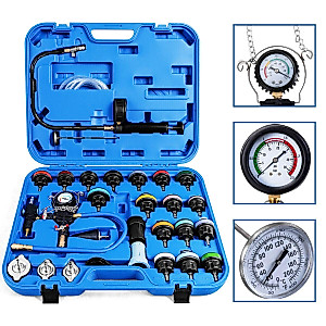 Goplus 28-Piece Universal Radiator Pressure Tester, Vacuum Type Cooling System Tool Kit w/Carrying Case (Blue Case)