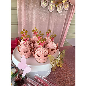 JeVenis 40 PCS Glittery Princess Cupcake Toppers Crown Cupcake Wrapper Crown Cupcake Toppers Baby Shower Cupcake Decorations for Birthday Baby Shower Party Decorations Supplies