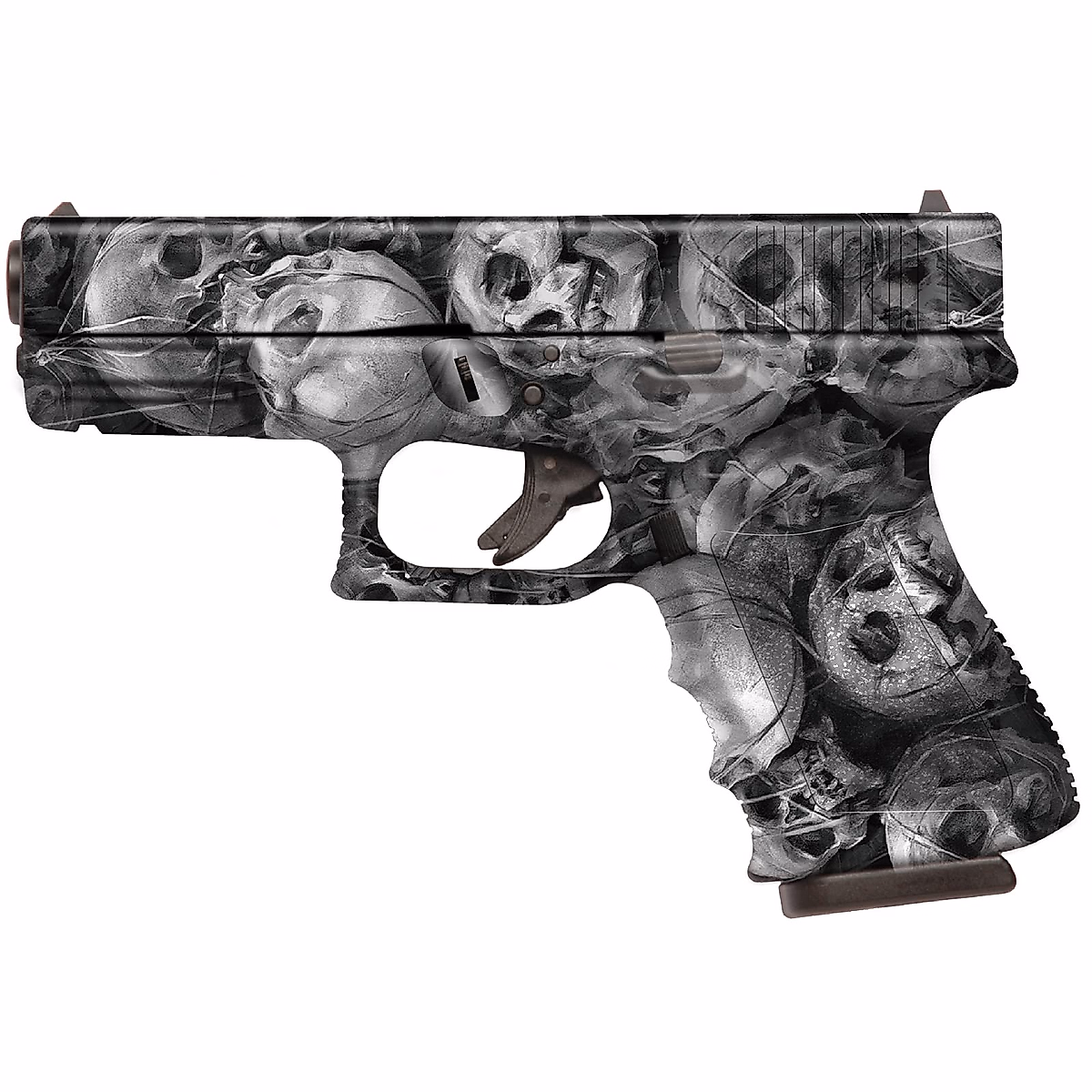 SkinArms Pistol Skin, 100% Waterproof Matte Finish Vinyl Decal, Precut Pieces Easy to Install and Fits All Handgun Within 9’’ Length, Protects Pistol with Style (SA Skull Vengeance)