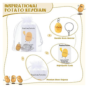 Kigley Positive Inspirational Potato Keychain Employee Appreciation Gift Mini Potato Card Organza Bag Christmas Gifts for Team Coworkers Stocking Stuffers for Students(30 Sets,Potato)