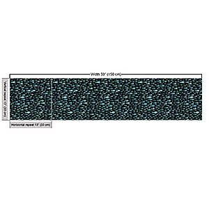 Lunarable Fish Fabric by The Yard, Underwater Animals Swimming Silhouette Marine Life Sea Ocean, Decorative Fabric for Upholstery and Home Accents, 1 Yard, Teal Black