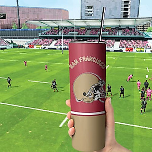 20oz Skinny Tumblers with Lid and Straws, Football Fan Gift for Reusable Travel Mug Keeps Drinks Cold & Hot Stainless Steel Insulated Tumbler