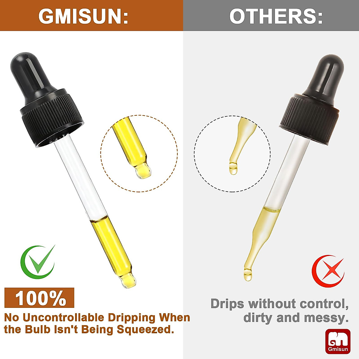 GMISUN Tincture Bottles With Dropper, 25 Pack 2 Oz Amber Glass Dropper Bottle with Eye Dropper, 60ml Empty Oil Dropper Bottle For Essential Oils, Tinctures, Medicine - with Heat Shrink Wrap