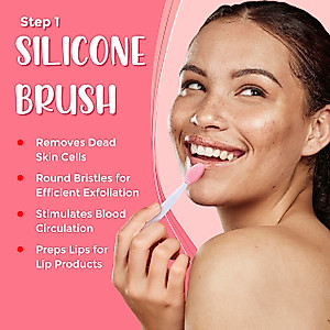 Lick Your Lips 6-in-1 Lip Care Kit With Lip Sleeping Mask, Silicone Brush, Sugar Lip Scrub, Lip Mask Sheet to Reveal Luscious, Lip Exfoliator Scrub to Soft Lips – Korean Lip Therapy Set for a Fuller